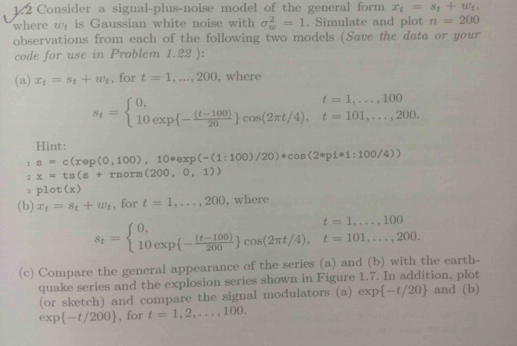 Solved Consider a signal-plus-noise model of the general | Chegg.com