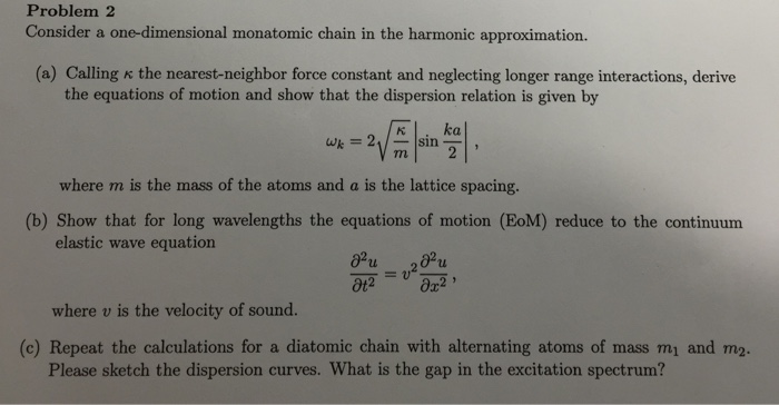Solved Consider a one-dimensional monatomic chain in the | Chegg.com