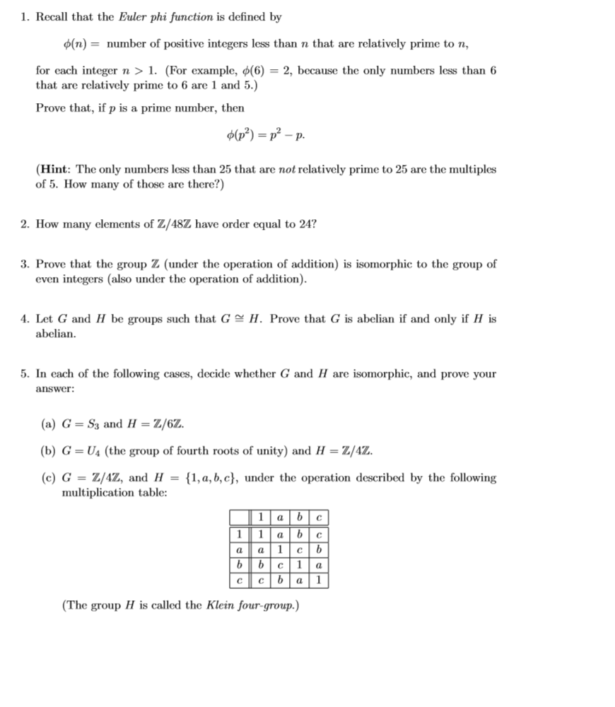 Solved Recall that the Euler phi function is defined by phi | Chegg.com