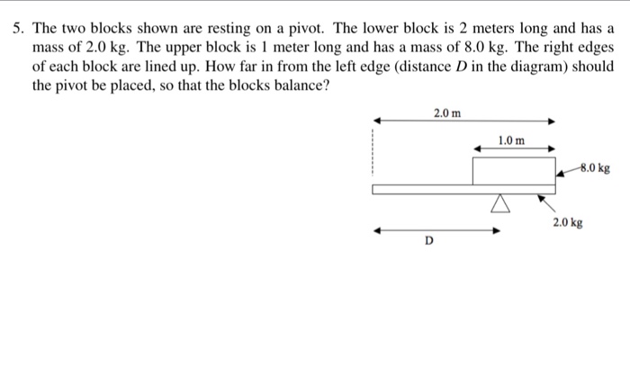 Solved The two blocks shown are resting on a pivot. The | Chegg.com
