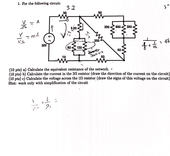 Solved For the following circuit: Calculate the equivalent | Chegg.com