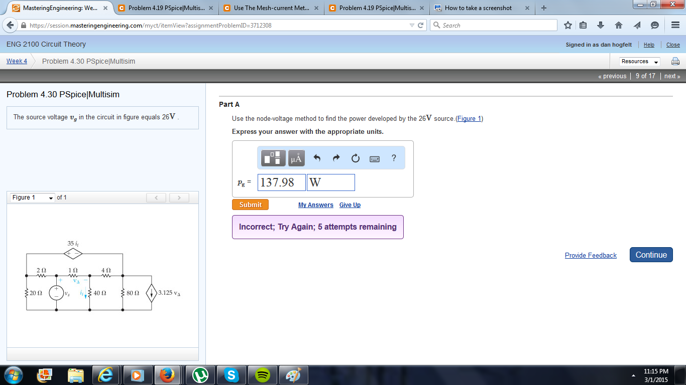 Solved The source voltage vg in the circuit in figure equals | Chegg.com