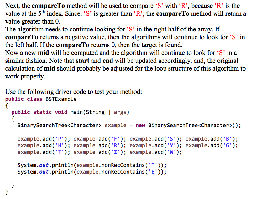 Write a 0(N + log N) contains method for the BST such | Chegg.com