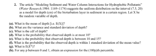Solved The article "Modeling Sediment and Water Column | Chegg.com