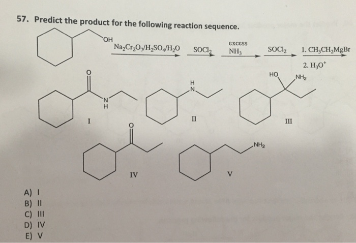Solved Predict The Product For The Following Reaction