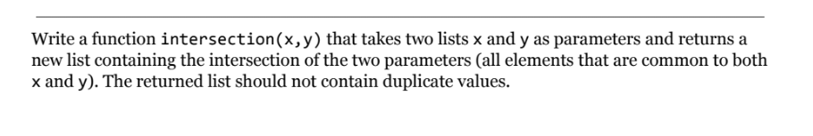 Solved Write A Function Intersectionxy That Takes Two 