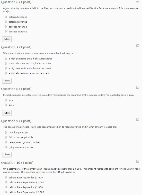 Solved Question 1 (1 point) Adjusting entries O are prepared | Chegg.com