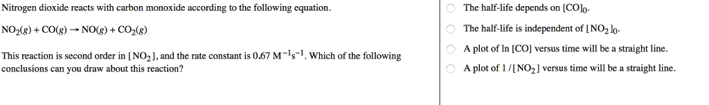 Solved Nitrogen dioxide reacts with carbon monoxide | Chegg.com