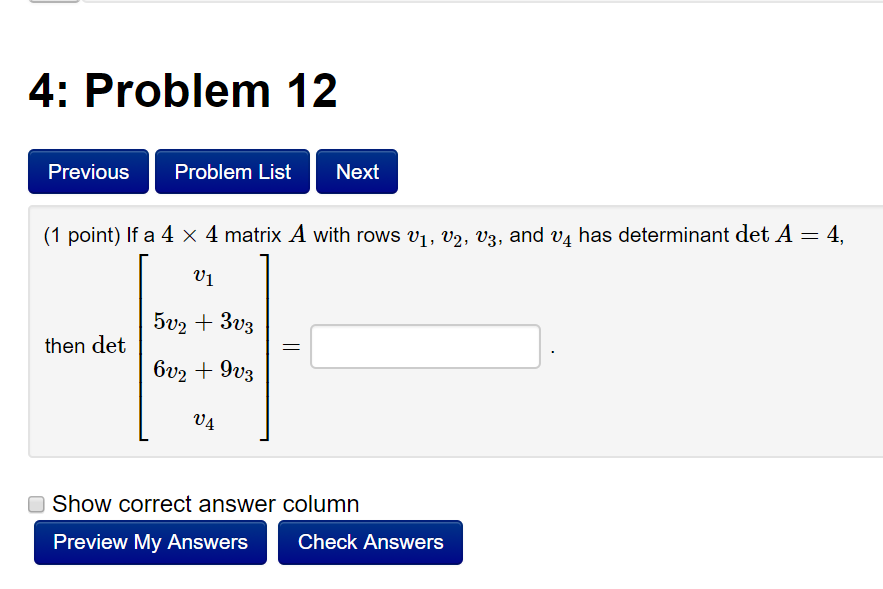 Solved 4: Problem 12 Previous Problem List Next (1 point) If | Chegg.com