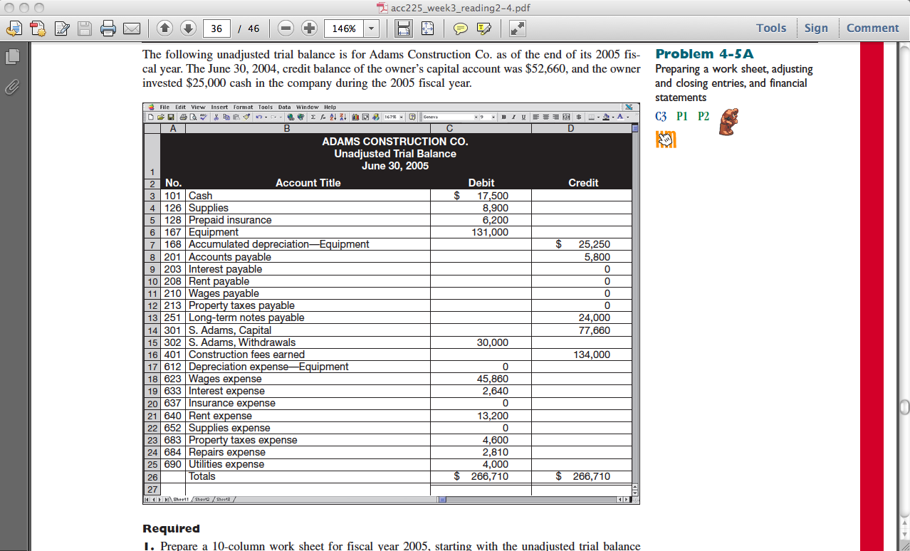 Solved Required 1. Prepare a 10-column work sheet for | Chegg.com