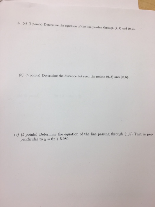 Solved Determine The Equation Of The Line Passing Through