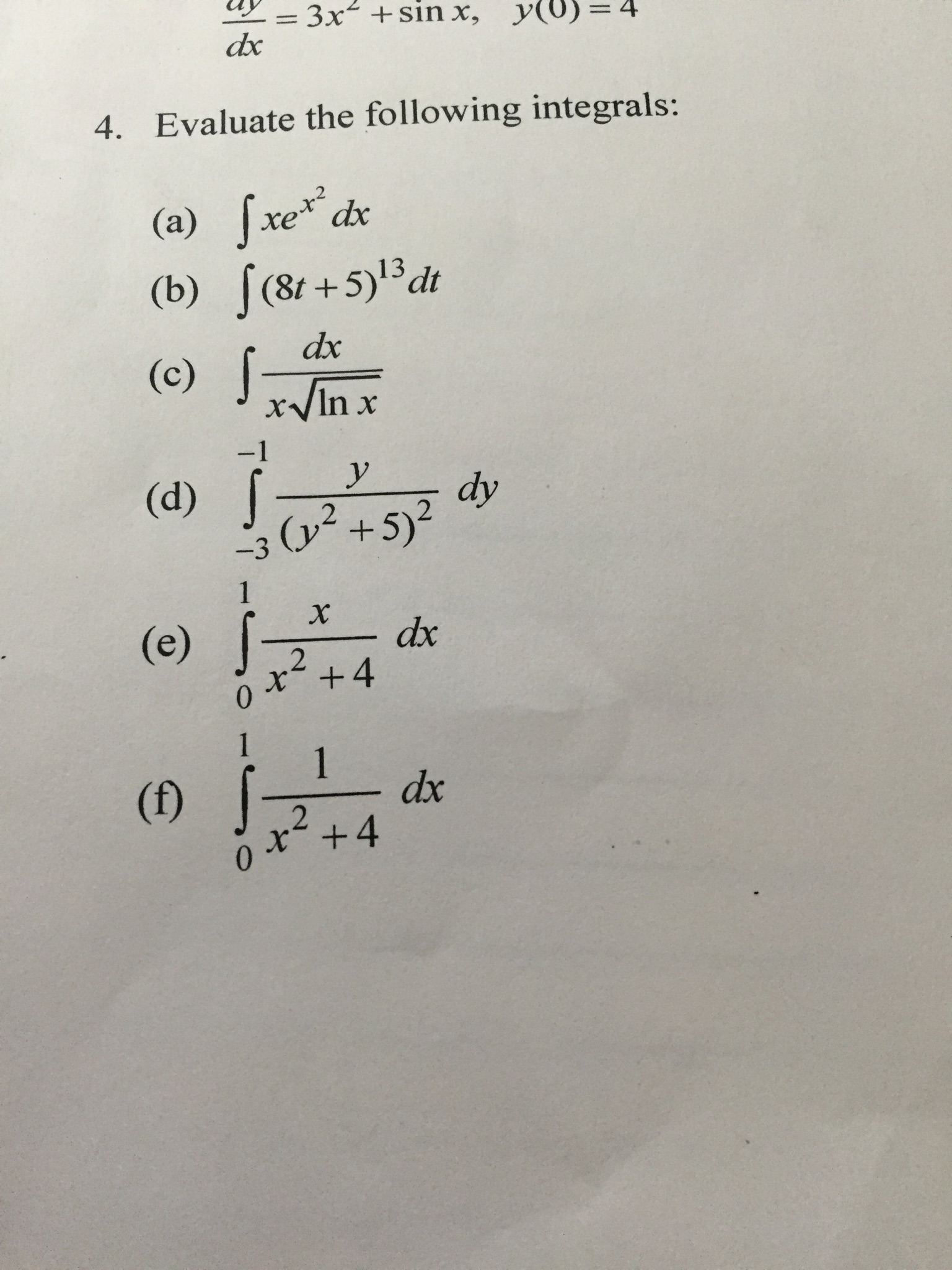 Solved Evaluate the following integrals: integral xe^x^2 dx | Chegg.com