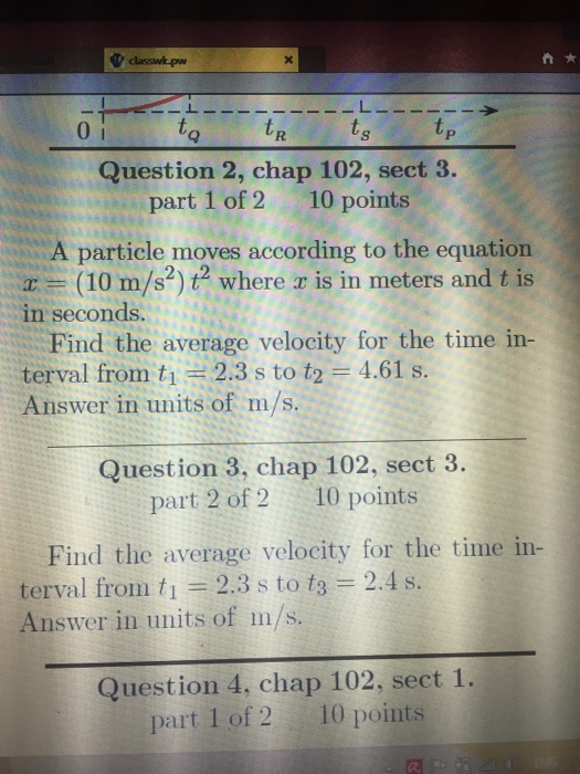 Solved A particle moves according to the equation x = (10 | Chegg.com