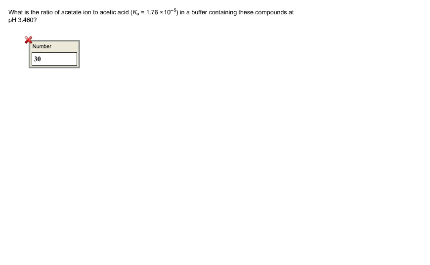 Solved What Is The Ratio Of Acetate Ion To Acetic Acid Ka
