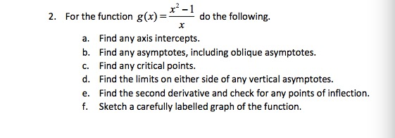 Solved For the function g(x) = x^2 - 1/x do the following. | Chegg.com