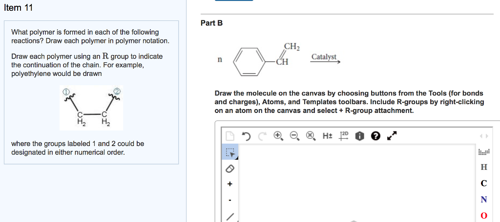 Solved Item 11 Part A What polymer is formed in each of the | Chegg.com
