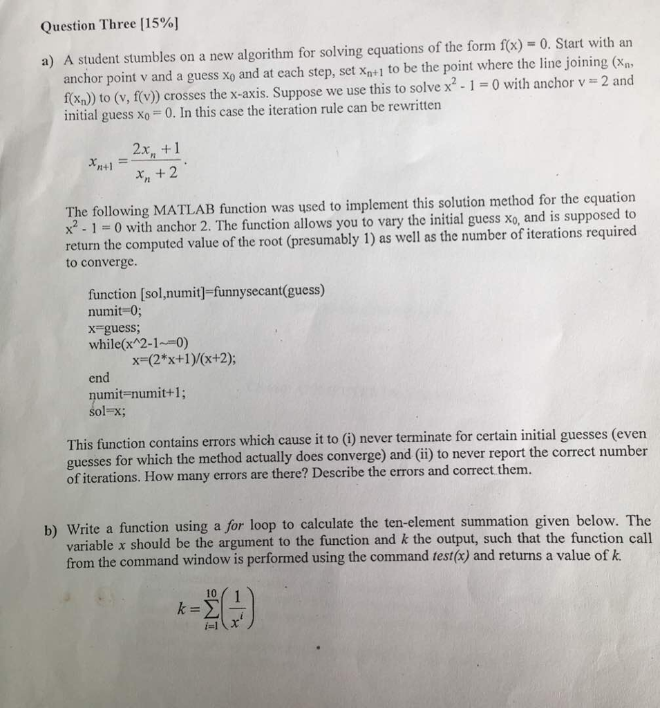 Solved Question One(5%) the following matrix, a, find and | Chegg.com