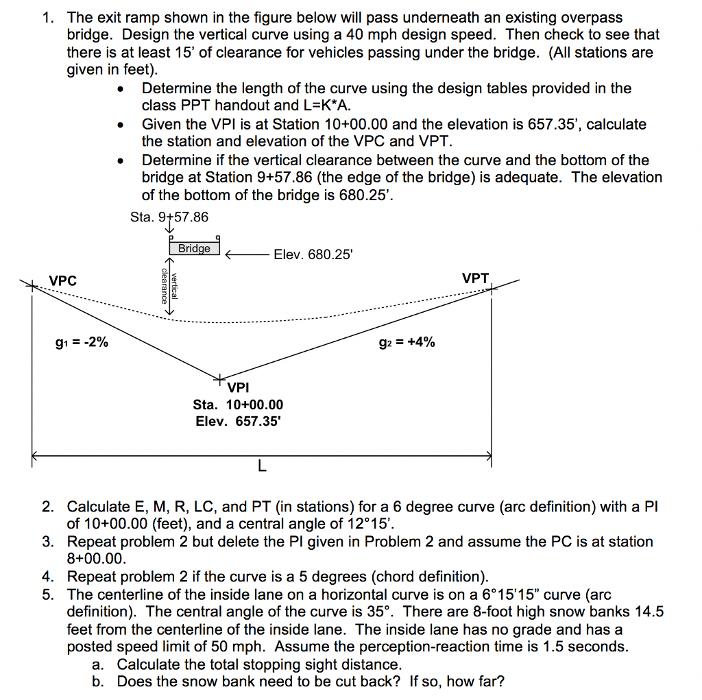 1. The exit ramp shown in the figure below will pass | Chegg.com