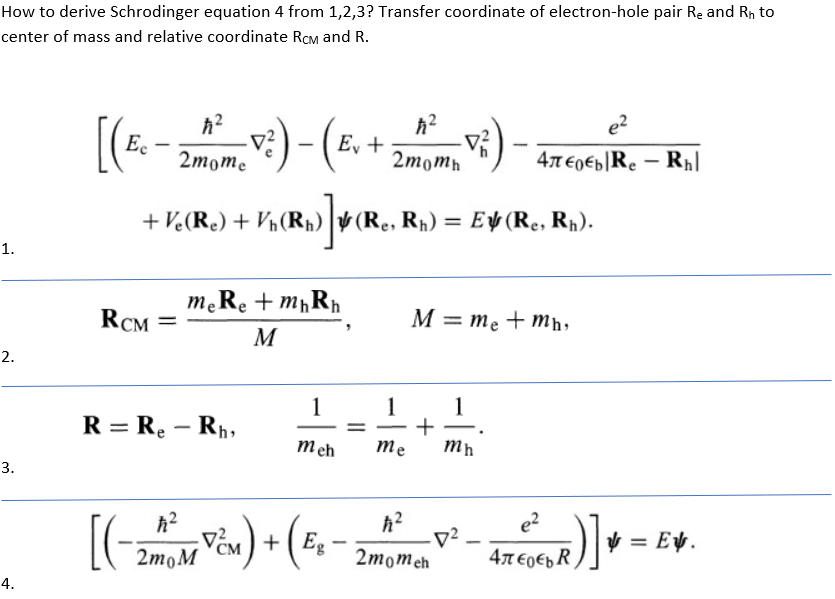 Solved How to derive Schrodinger equation 4 from 1,2,3? | Chegg.com
