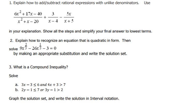 Solved 5. What is a rational inequality? Explain why you | Chegg.com