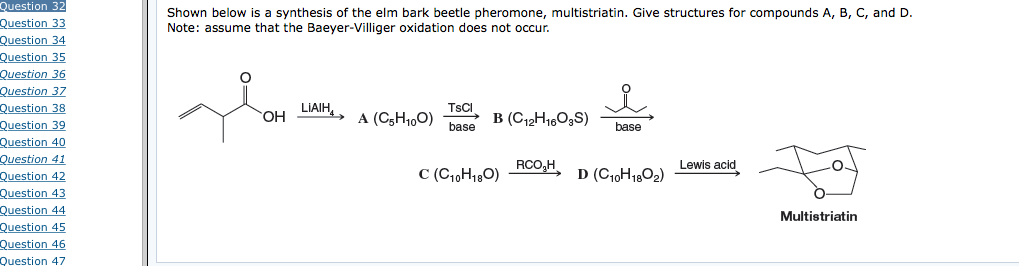 Solved Question 32 Shown below is a synthesis of the elm | Chegg.com