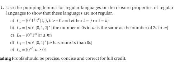 Solved Use the pumping lemma for regular languages or the | Chegg.com