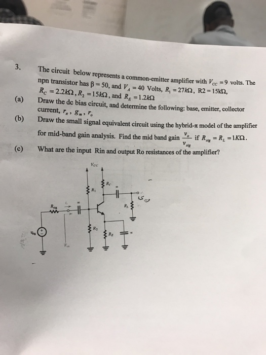 Solved The circuit below represents a common-emitter | Chegg.com