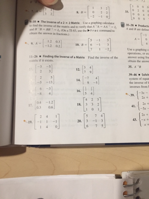 Solved The inverse of a 2 times 2 Matrix Use a graphing | Chegg.com