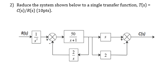 Solved 2) Reduce the system shown below to a single transfer | Chegg.com