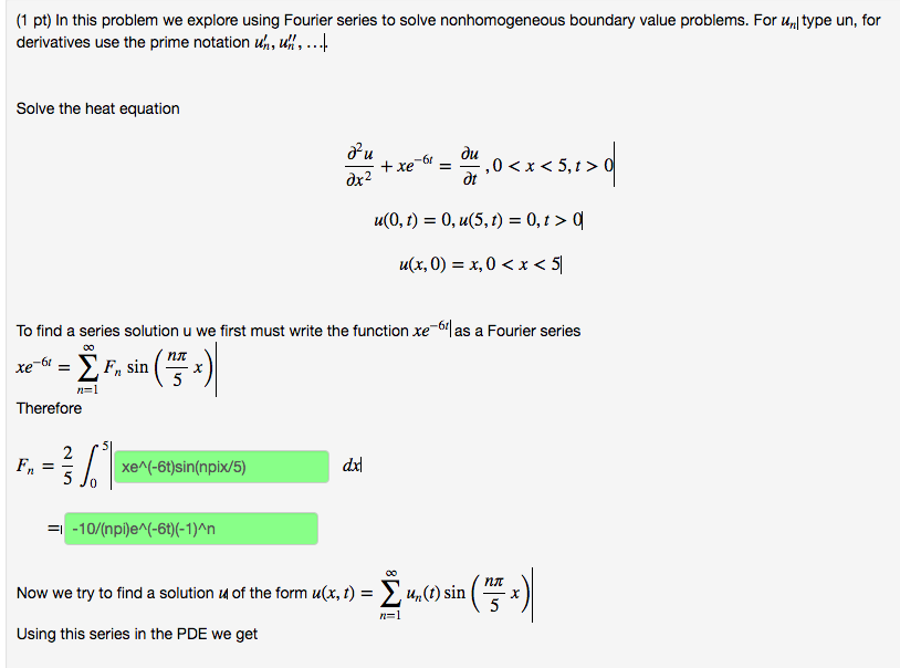 Solved (1 pt) In this problem we explore using Fourier | Chegg.com
