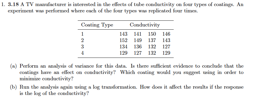 Solved A TV manufacturer is interested in the effects of | Chegg.com