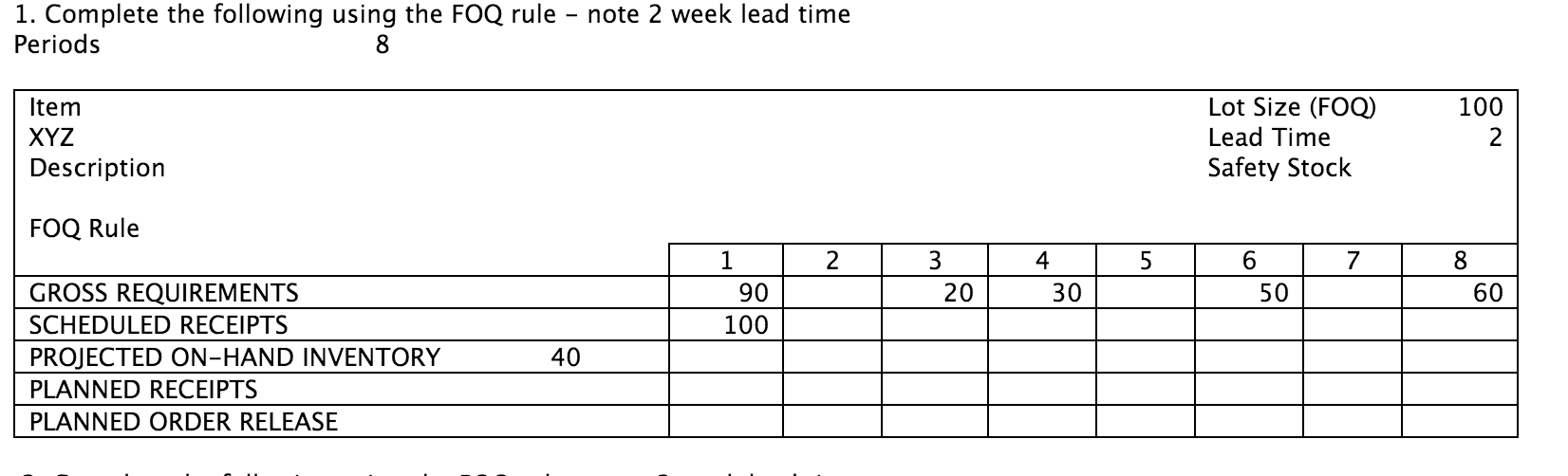 Solved Complete the following using the FOQ rule - note 2 | Chegg.com