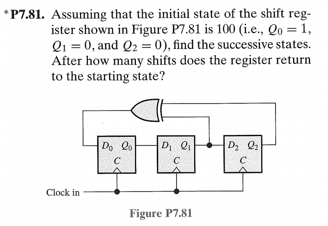 Solved * P7.81. Assuming that the initial state of the shift | Chegg.com