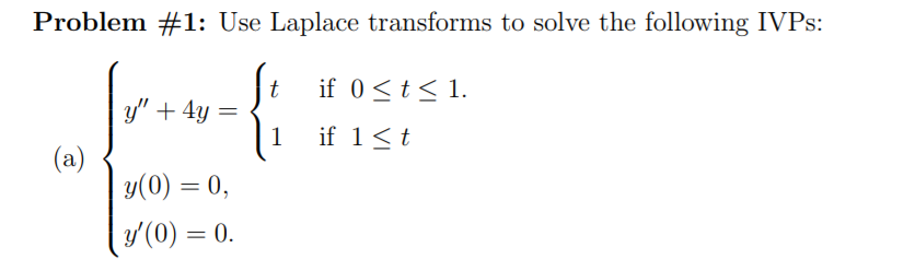 Solved Problem #1: Use Laplace transforms to solve the | Chegg.com