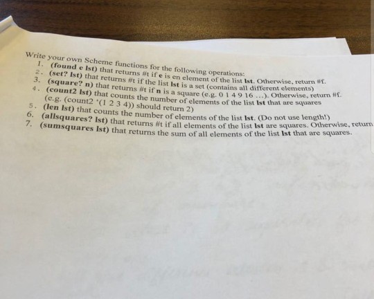 Solved Write your own Scheme functions for the following | Chegg.com