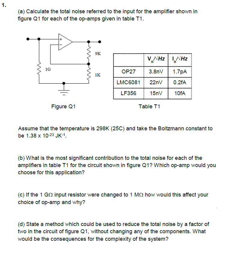 Solved a) Calculate the total noise referred to the input | Chegg.com