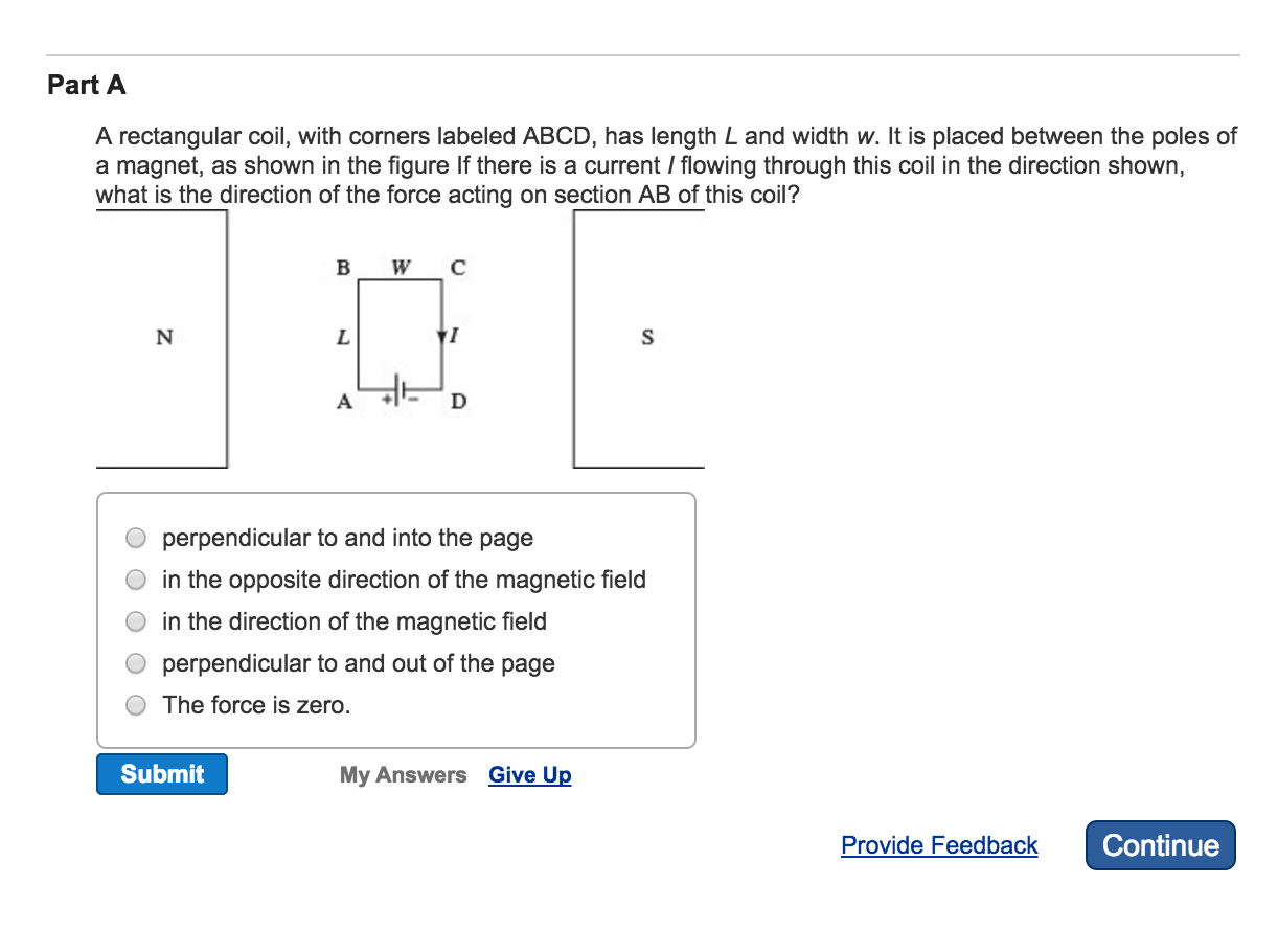 Solved A rectangular coil, with corners labeled ABCD, has | Chegg.com