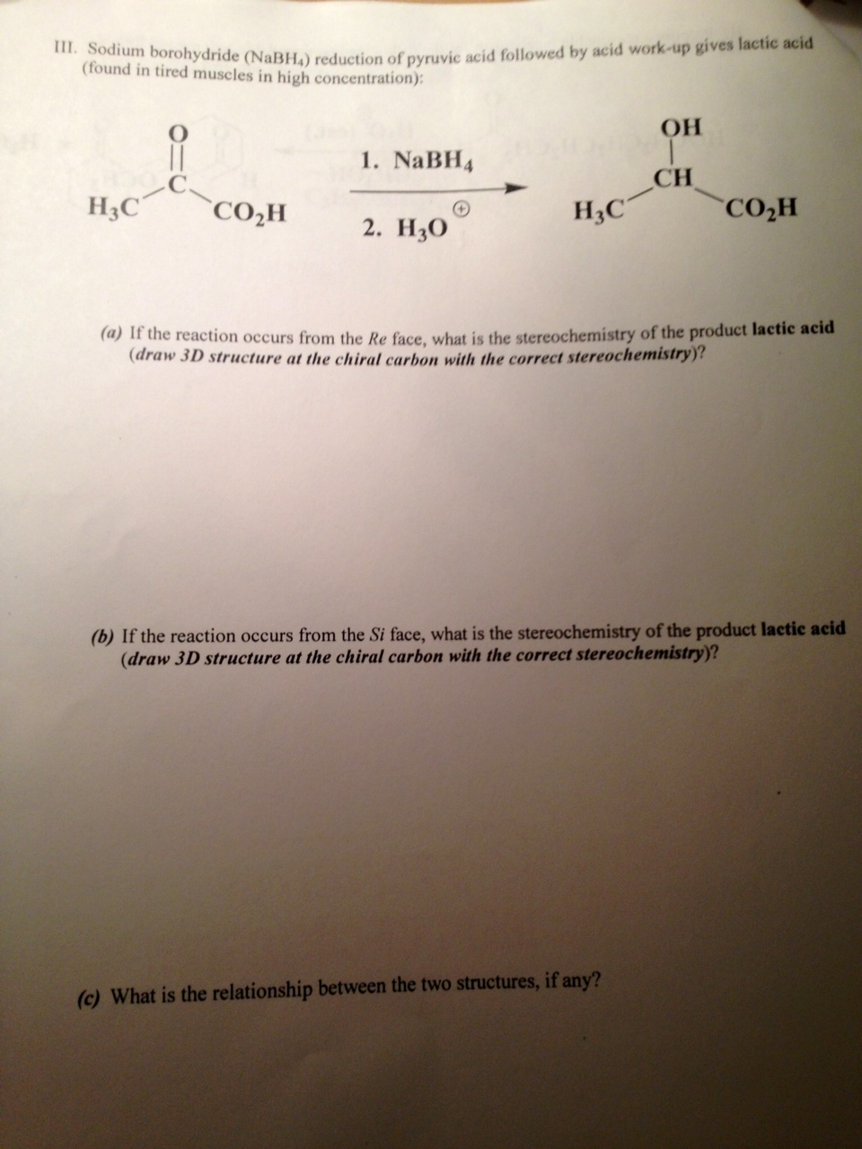 Solved Sodium borohydride (NaBH4) reduction of pyruvic acid | Chegg.com