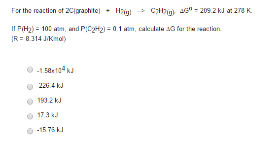 Solved For the reaction of 2C(graphite) + H2(g) --> | Chegg.com