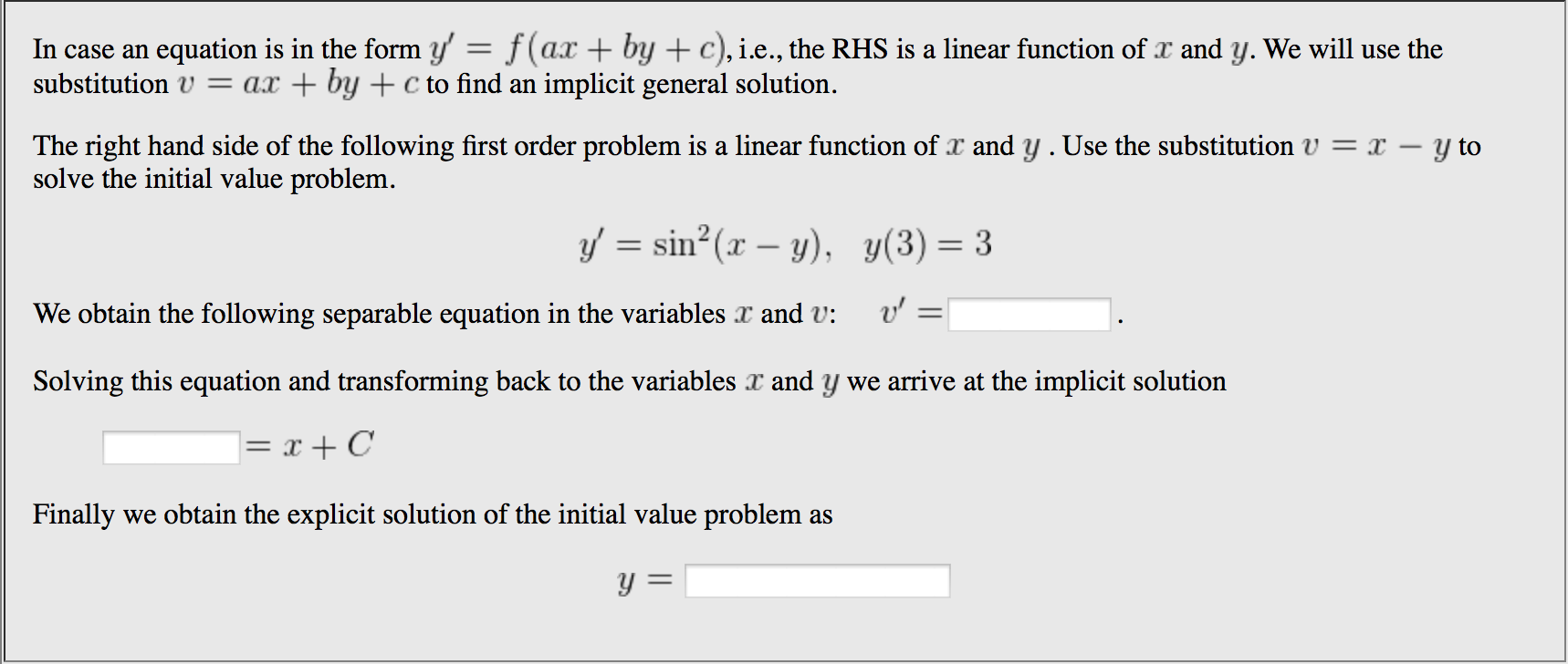 Solved In case an equation is in the form , i.e., the RHS is | Chegg.com