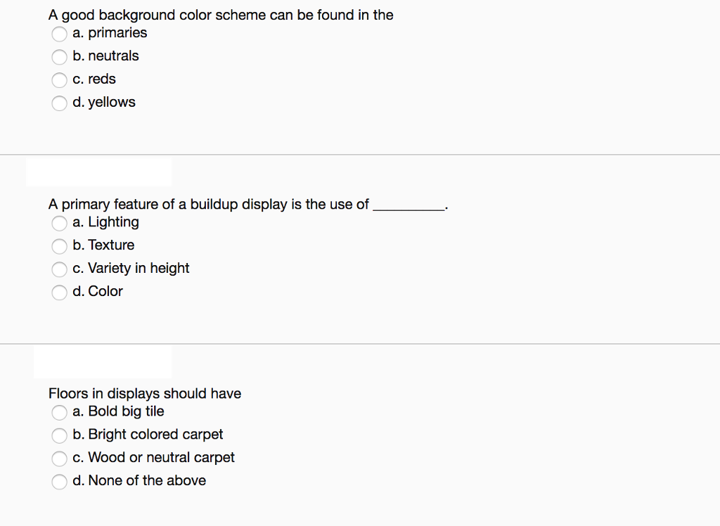 Solved A good background color scheme can be found in the a. | Chegg.com