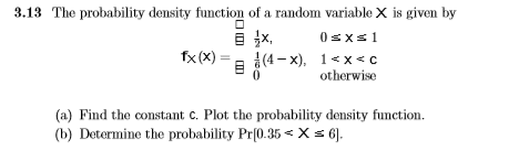 Solved 3.13 The probability density function of a random | Chegg.com