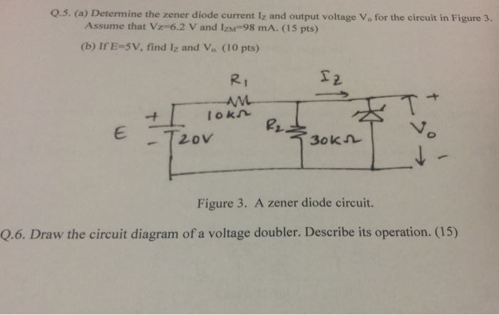 Solved Determine the zener diode current I_Z and output | Chegg.com