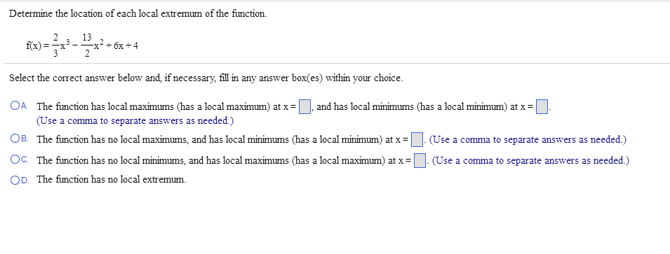 Solved Determine the location of each local extremum of the | Chegg.com