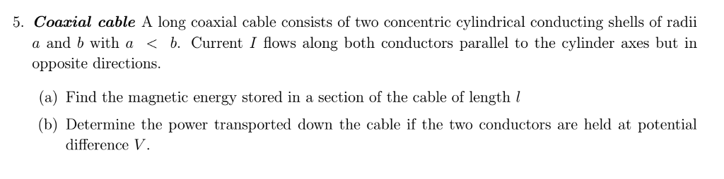 Solved Coaxial cable A long coaxial cable consists of two | Chegg.com