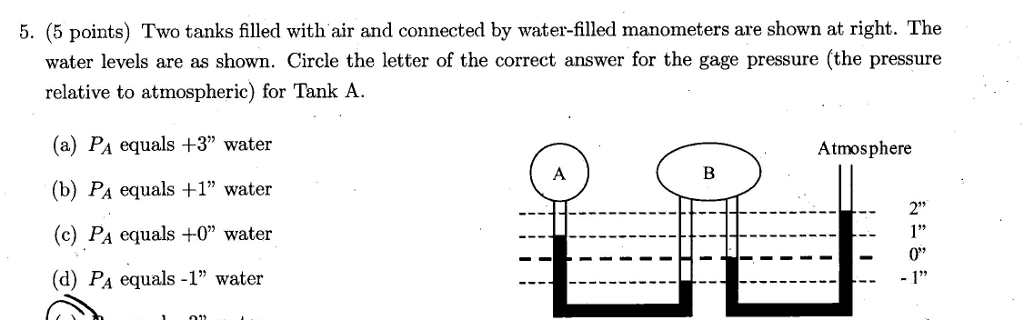 Solved 5. (5 points) Two tanks filled with air and connected | Chegg.com