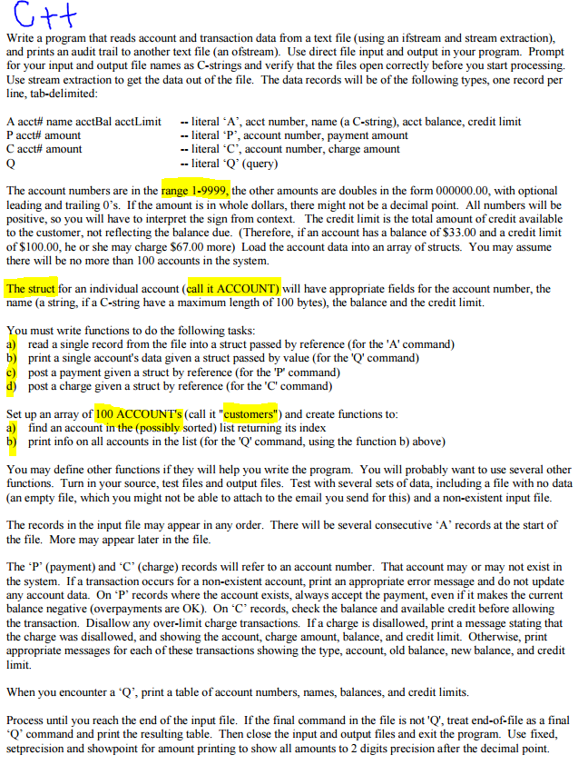 Solved Using Array Of Struct Open Input And Outout File In