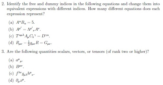 Solved Identify the free and dummy indices in the following | Chegg.com