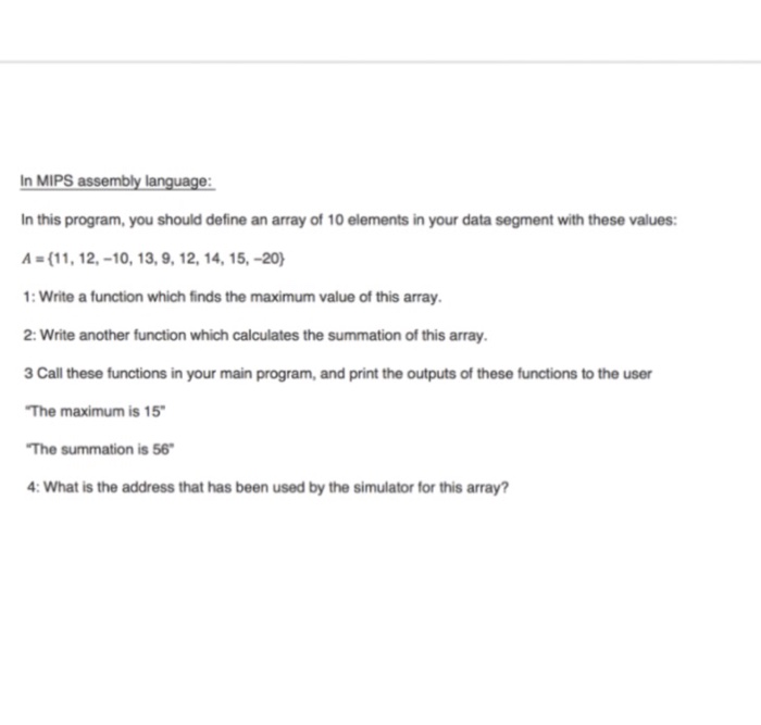 Solved In MIPS assembly language: In this program, you | Chegg.com