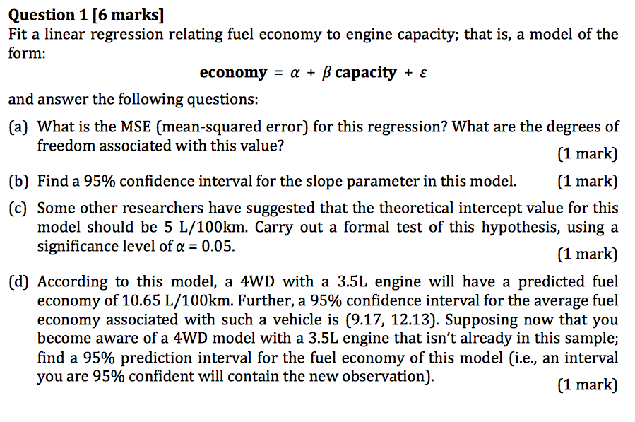 Solved Question 1 16 marks] Fit a linear regression relating | Chegg.com